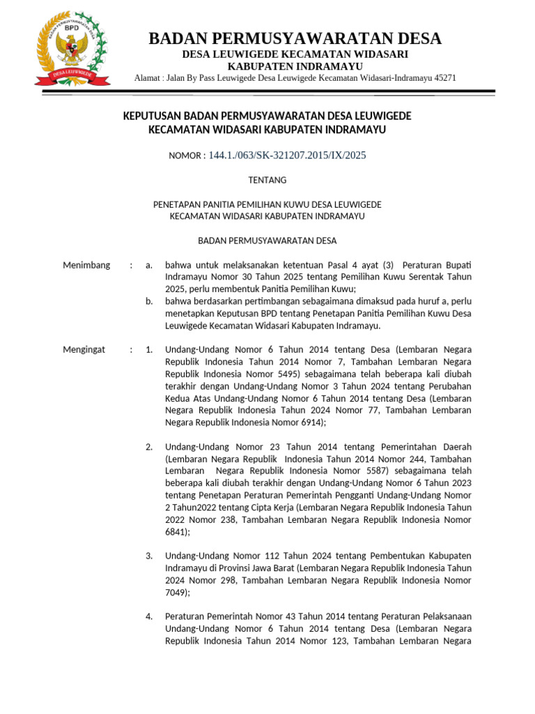 SK Panitia Pilwu | PDF