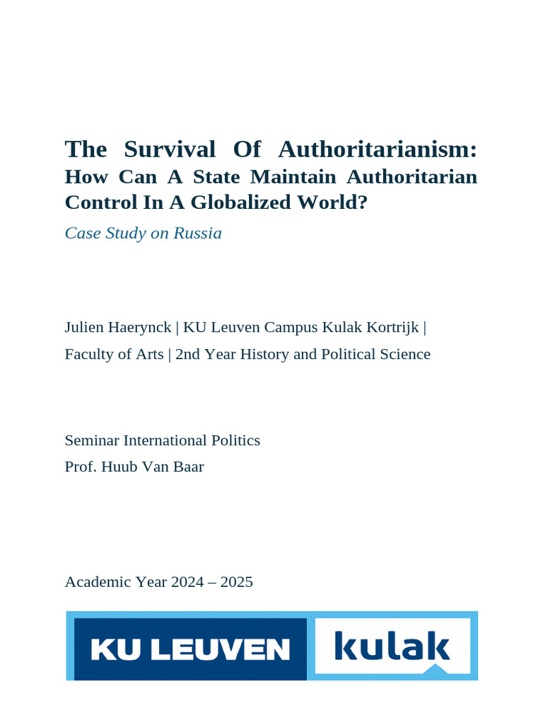 Authoritarian Control in Globalized Russia | PDF | Authoritarianism ...