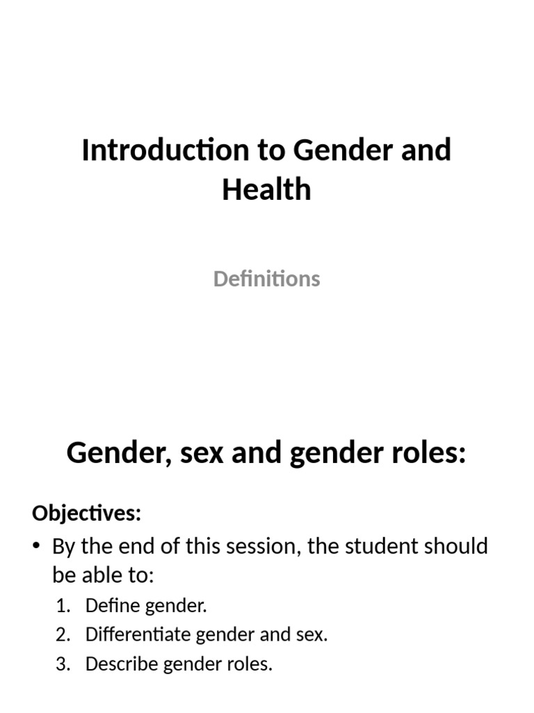 2.introduction To Gender and Health | PDF | Gender Identity | Sexual ...