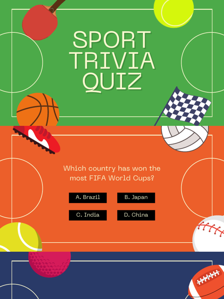 Green Orange and Yellow Colorful Playful Illustrative Sport Trivia Quiz ...