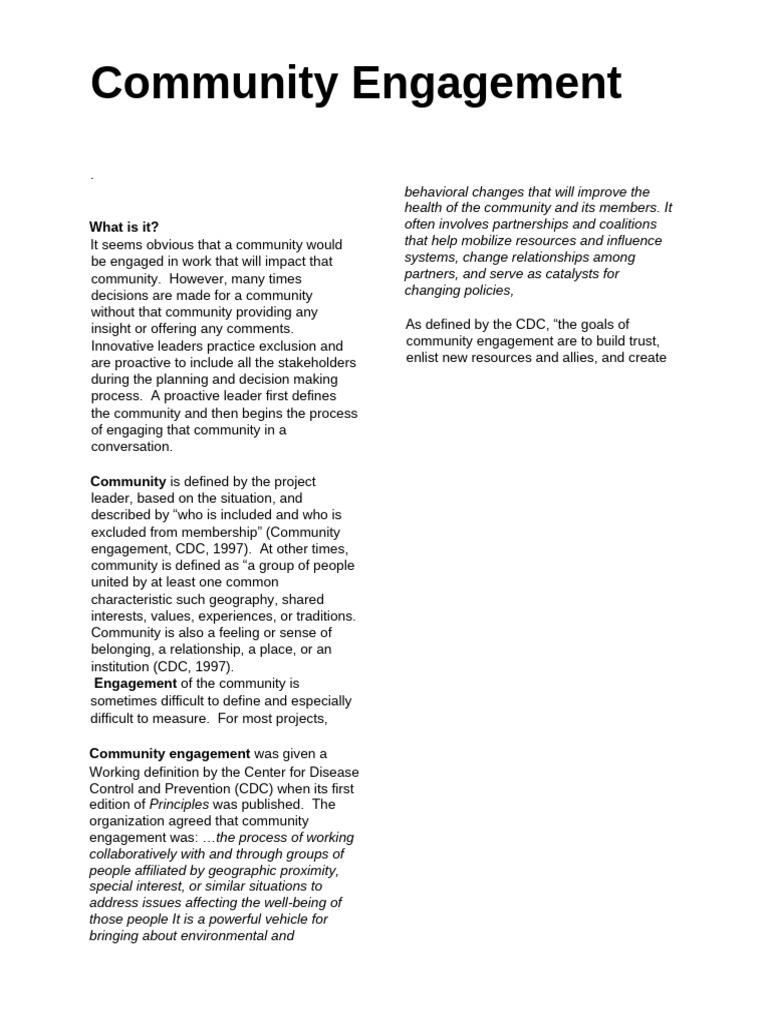 Understanding Community Engagement | PDF | Community | Leadership