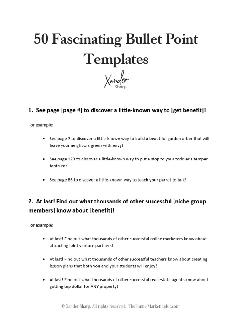 50 Fascinating Bullet Point Templates | PDF