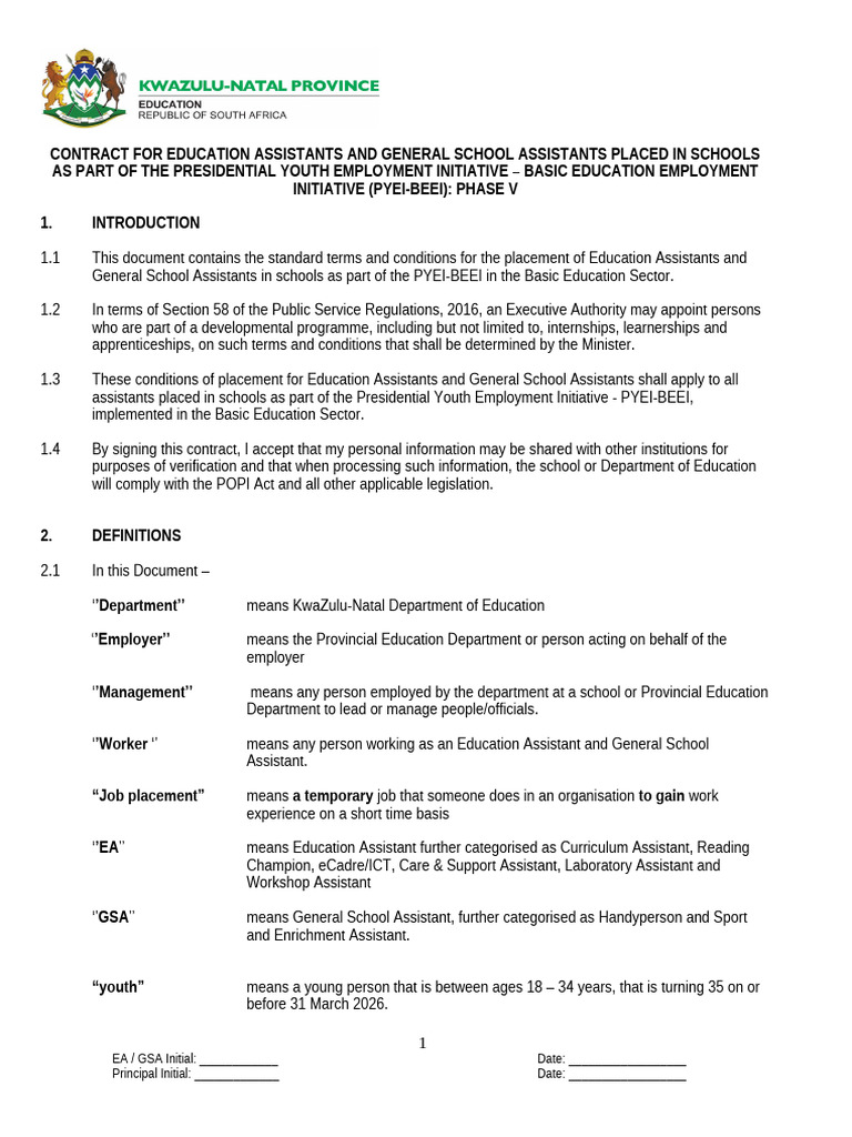 Contract of Employment For Pyei Beei Phase 5 | PDF | Employment ...