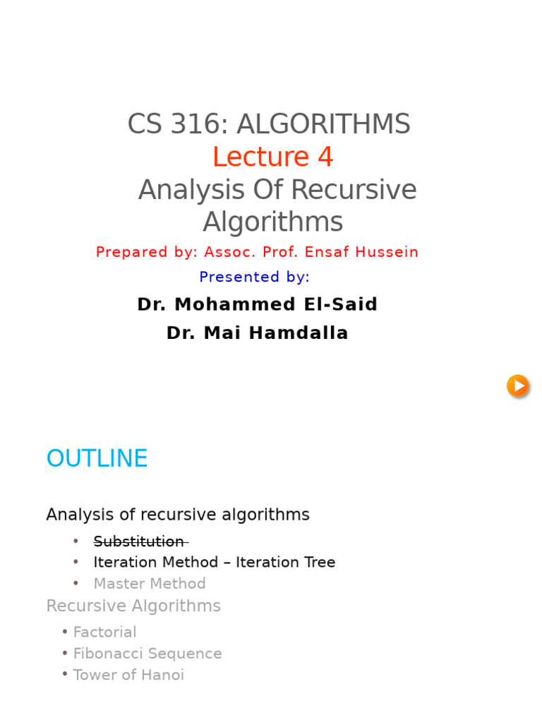 4 Analysis of Recursive Algorithms Part 1 | PDF | Recurrence Relation ...
