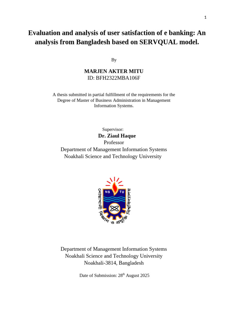 Mitu MBA Final Thesis | PDF | Online Banking | Banks & Banking