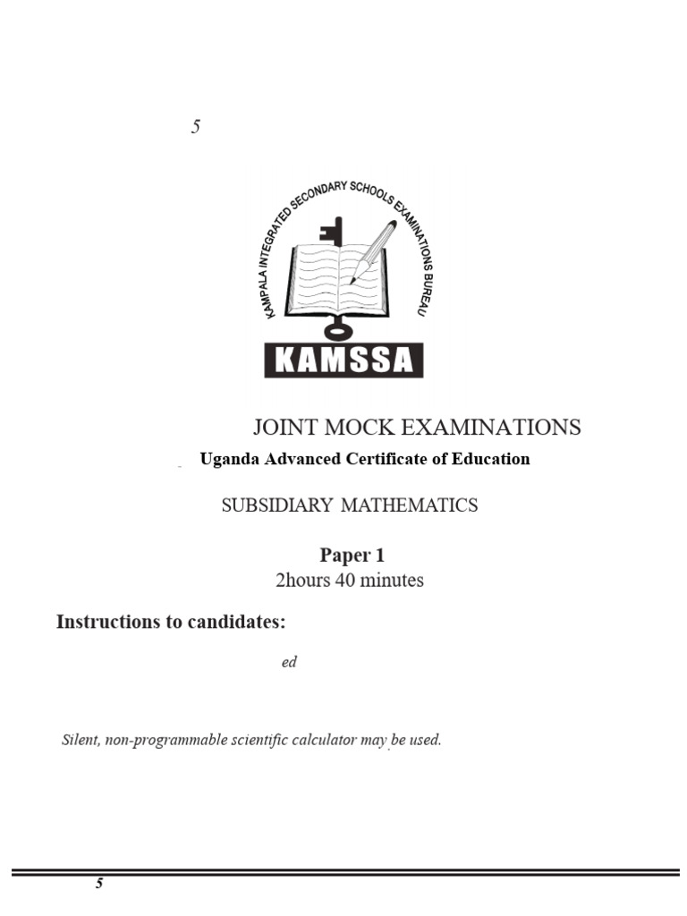 Uace Sub Math Mock Exam 2025 | PDF | Mathematics | Mathematical Analysis