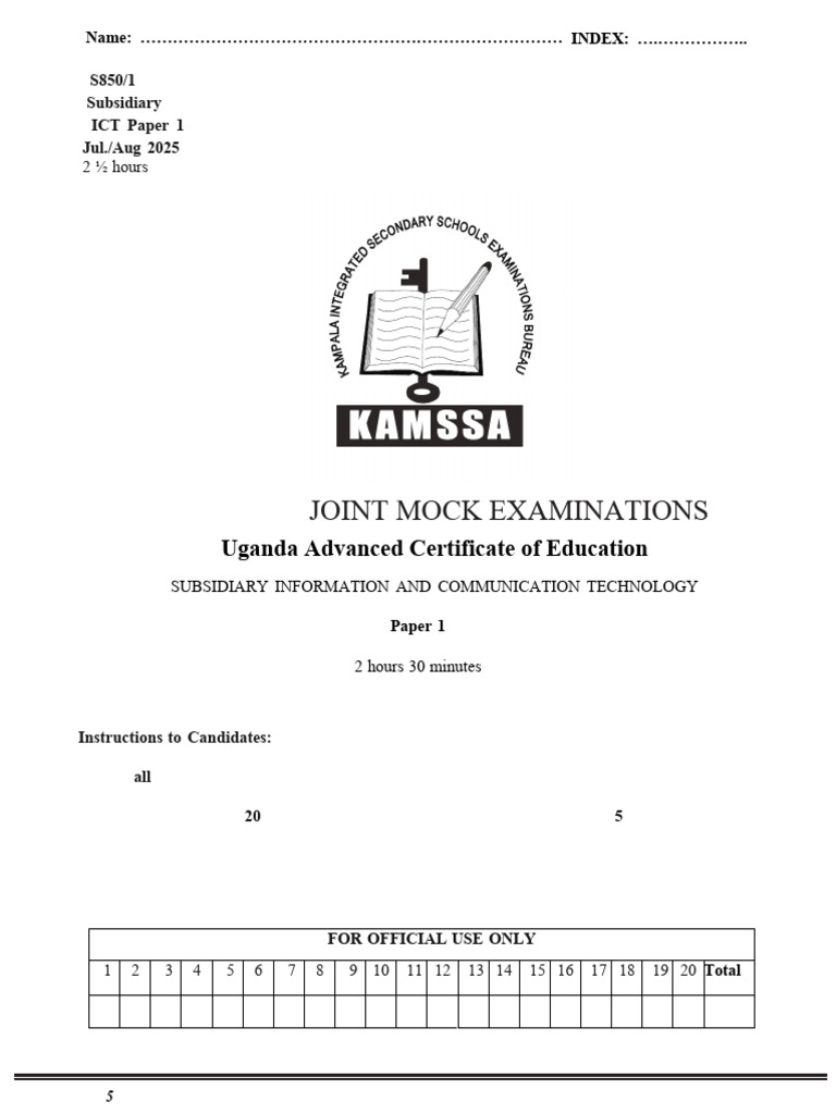 UACE ICT Paper 1 Mock Exam 2025 | PDF | Computer File | Computer ...