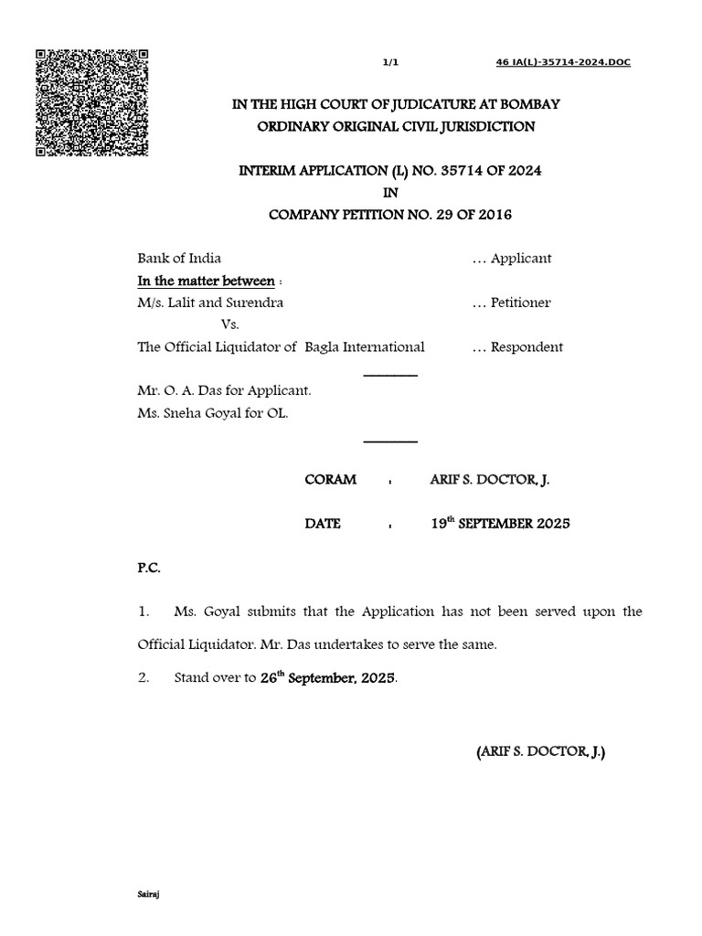Arif S. Doctor: 1/1 46 IA (L) - 35714-2024 | PDF