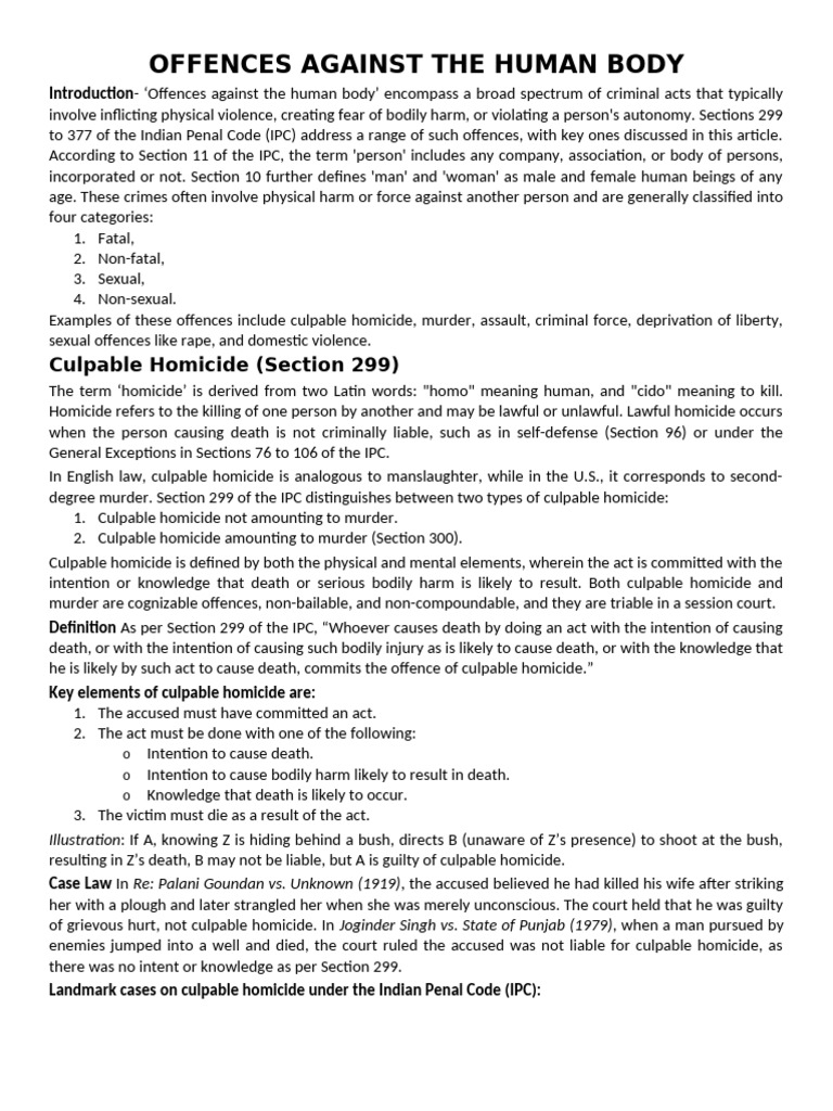 Offences Against the Human Body | PDF | Negligence | Assault