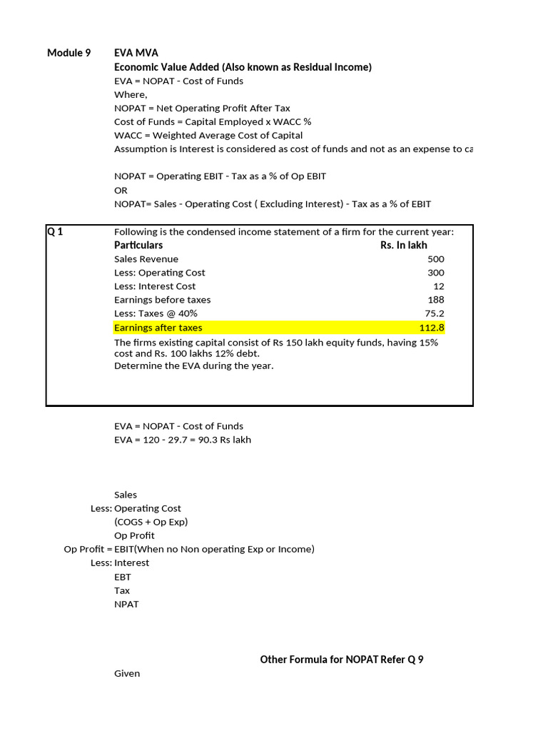 EVA & MVA Solutions | PDF | Cost Of Capital | Equity (Finance)