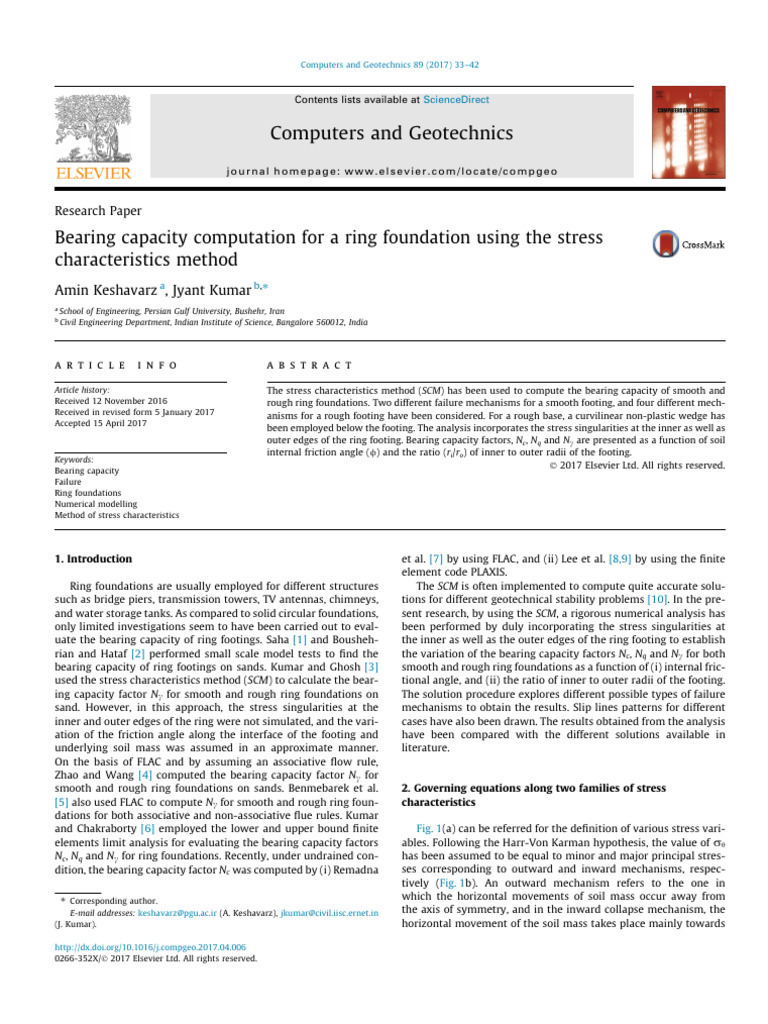 On Vertical Bearing Capacity of Ring Footings Keshavarz2017 | PDF ...