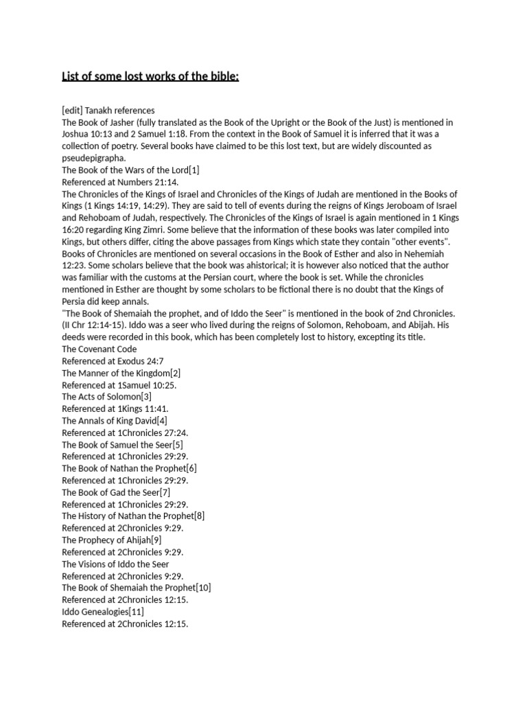 Non-Canonical Books Referenced in The Bible | PDF | Books Of Kings | Bible