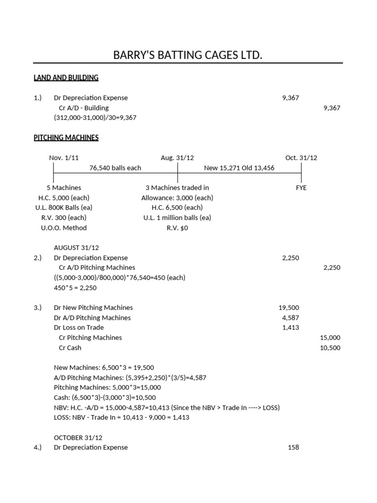 Barry's Batting Cages LTD | PDF | Depreciation | Chess Theory