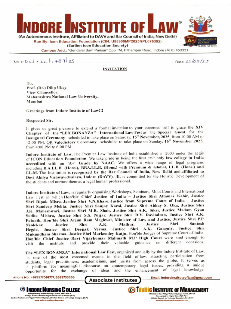 Invitation To Prof. (DR.) Dilip Ukey Sir. | PDF