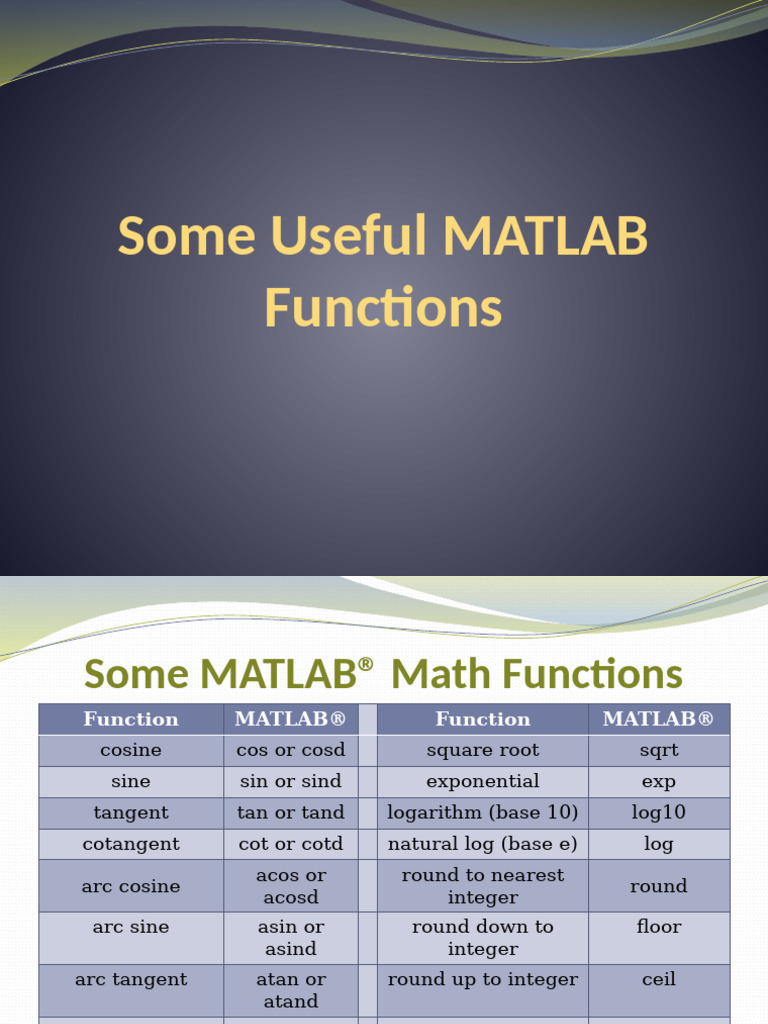 3 - Some Useful MATLAB Functions | PDF