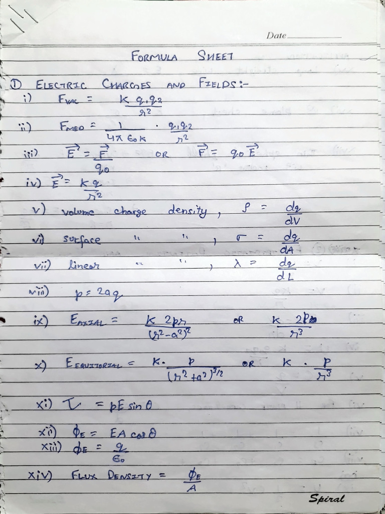 Physics Formula Sheet | PDF