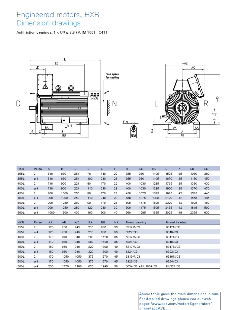 Dimensional Drawings and Specifications for ABB Large Engineered Motors ...