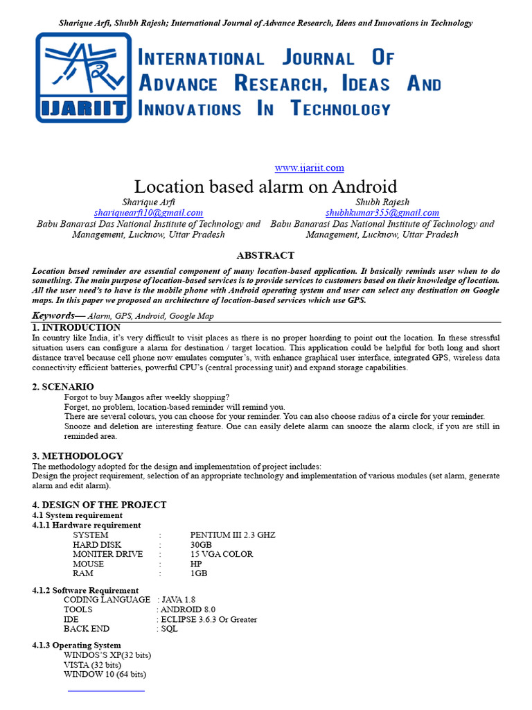 Android Location-Based Alarm System | PDF | Location Based Service ...