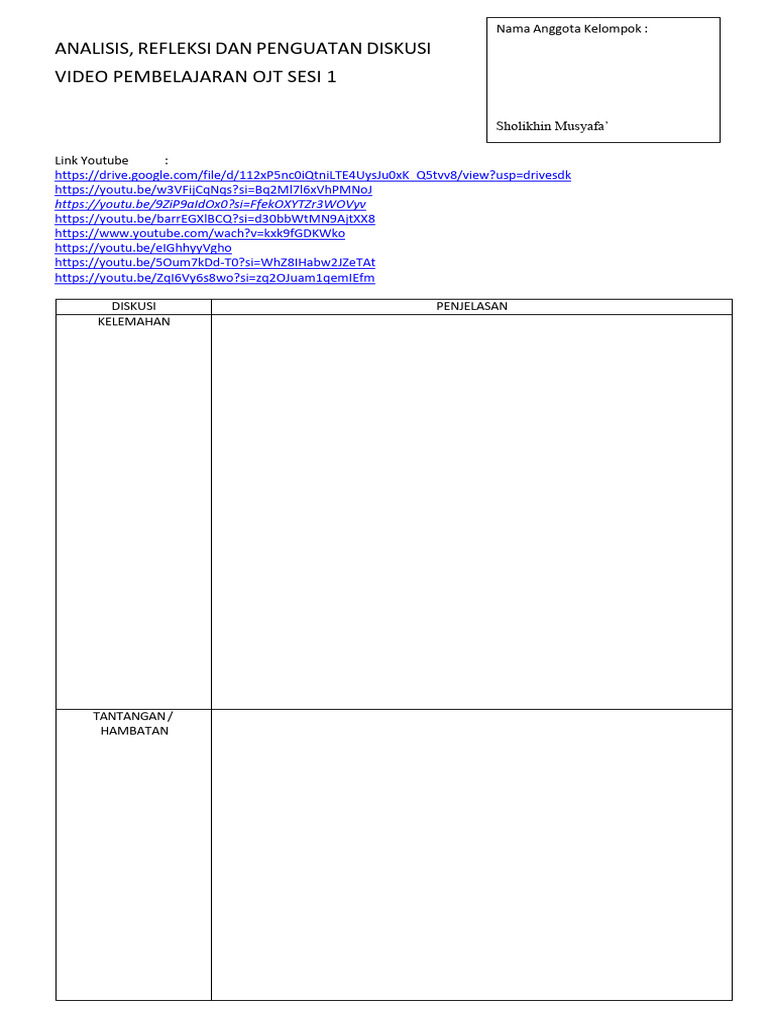 Lembar Diskusi OJT Sesi 1 - Kelompok Bambu Runcing | PDF