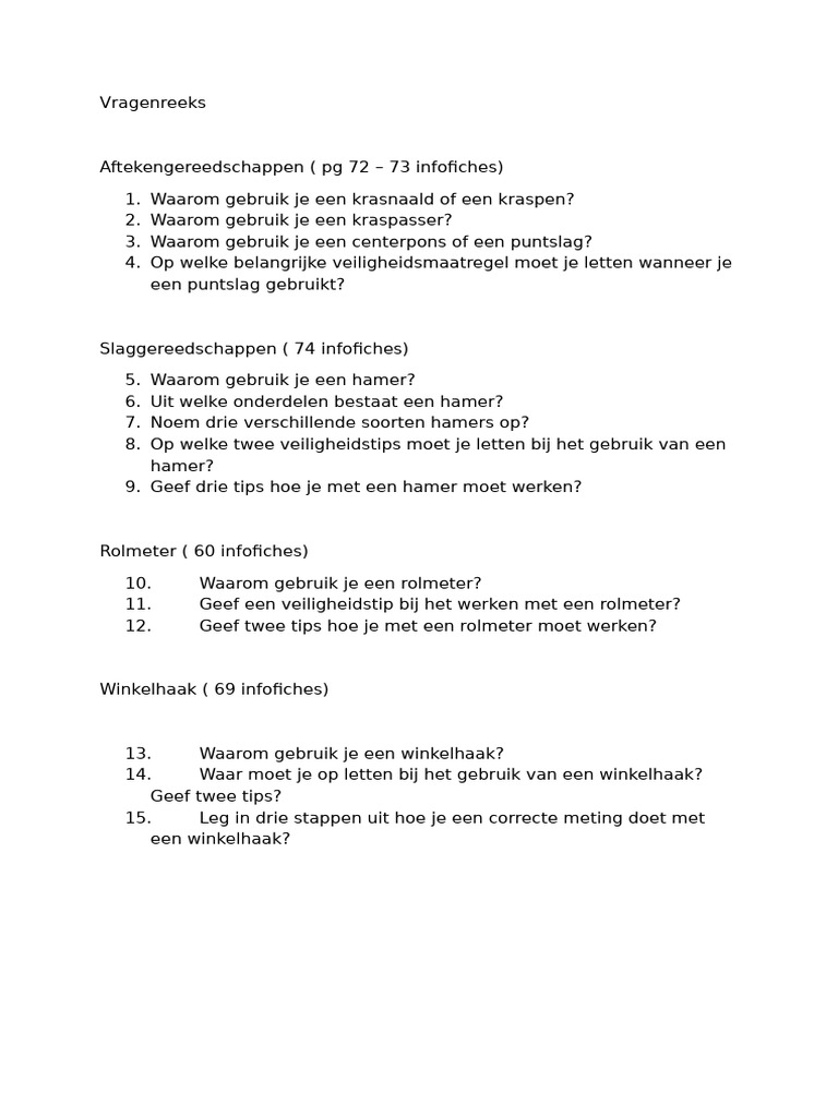 Vragenreeks Afteken | PDF