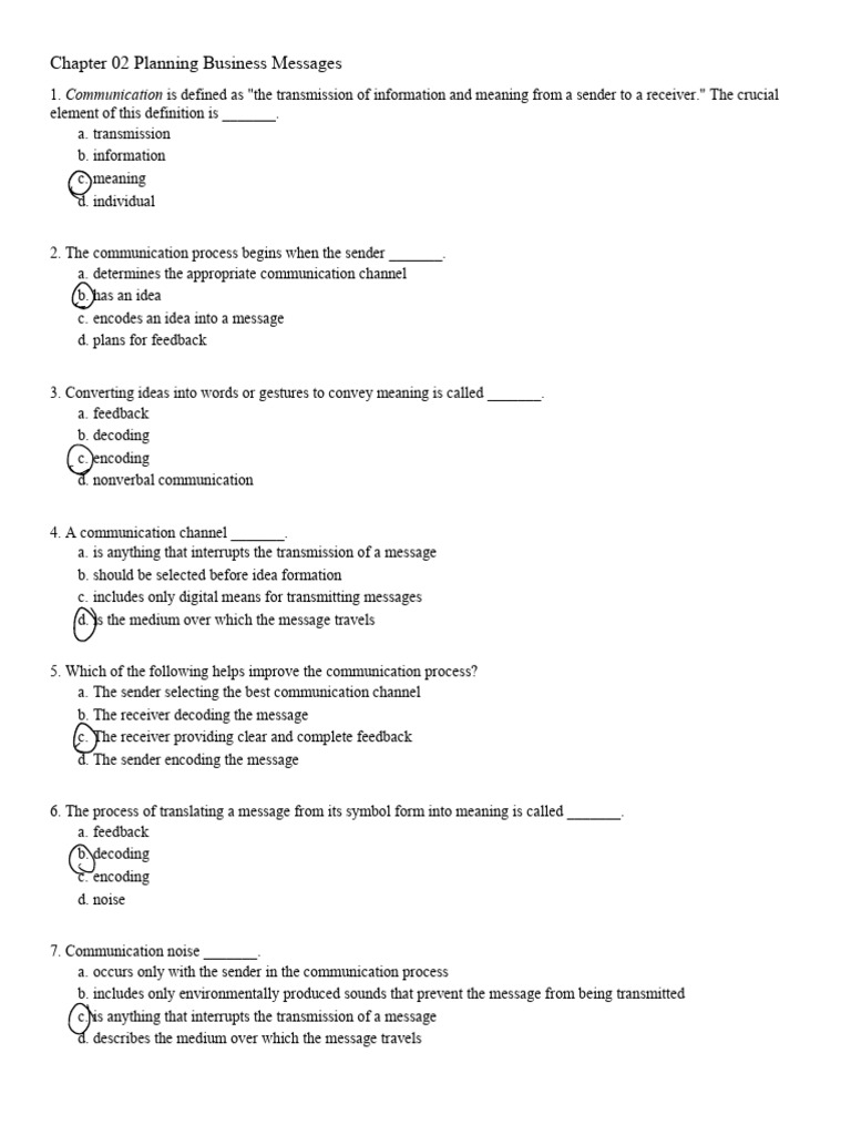 Chapter 02 - Test Bank - ANSWER KEY | PDF | Communication | Nonverbal ...