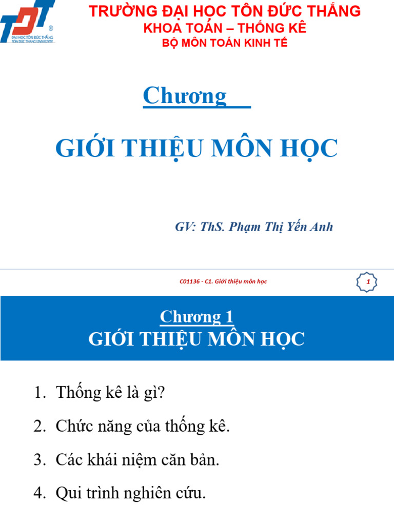 C1. Gioi Thieu Mon Hoc 1.2025 | PDF