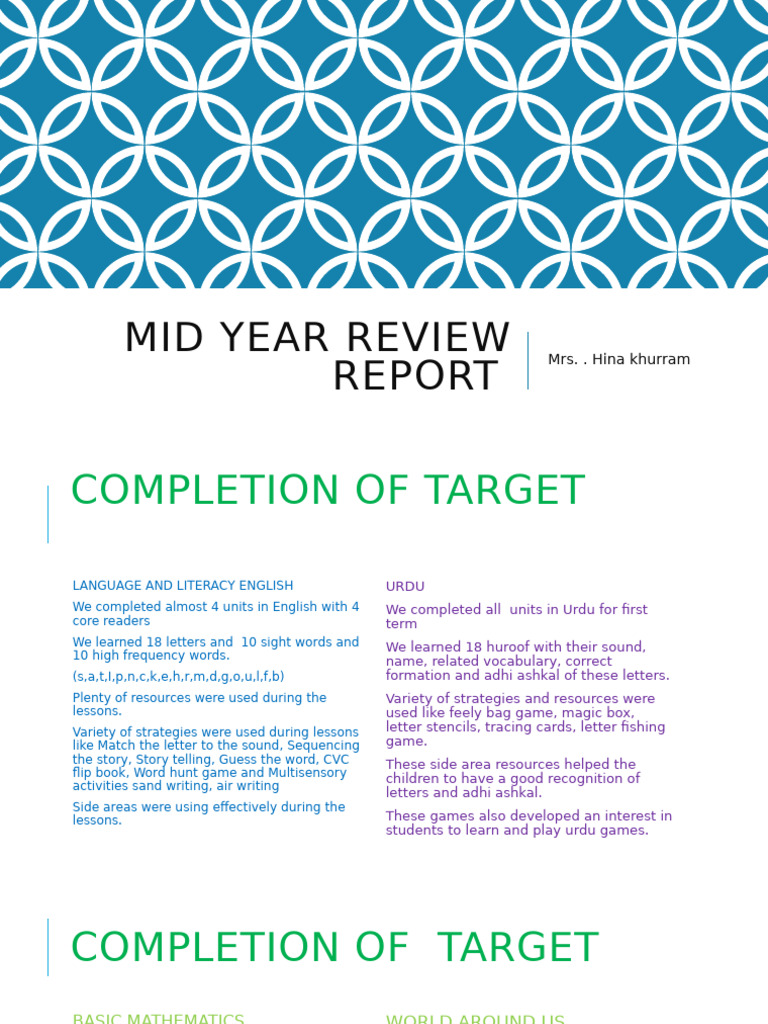 Mid-Year Review: Language & Math Progress | PDF | Educational ...
