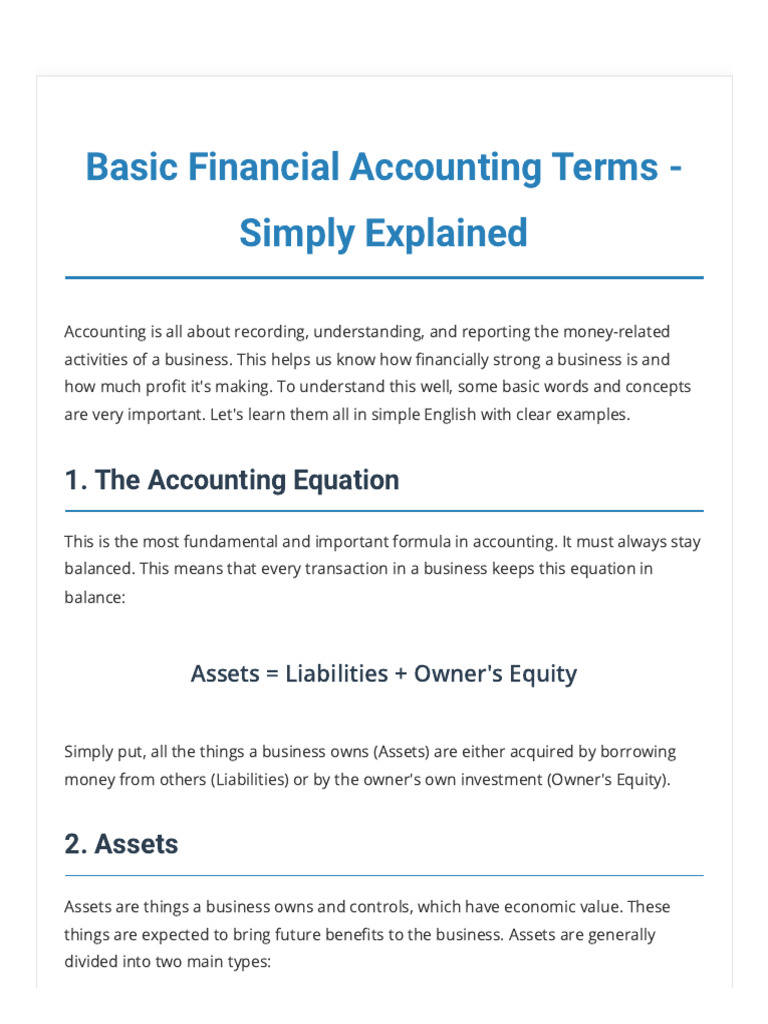 Essential Financial Accounting Terms Explained | PDF | Debits And ...