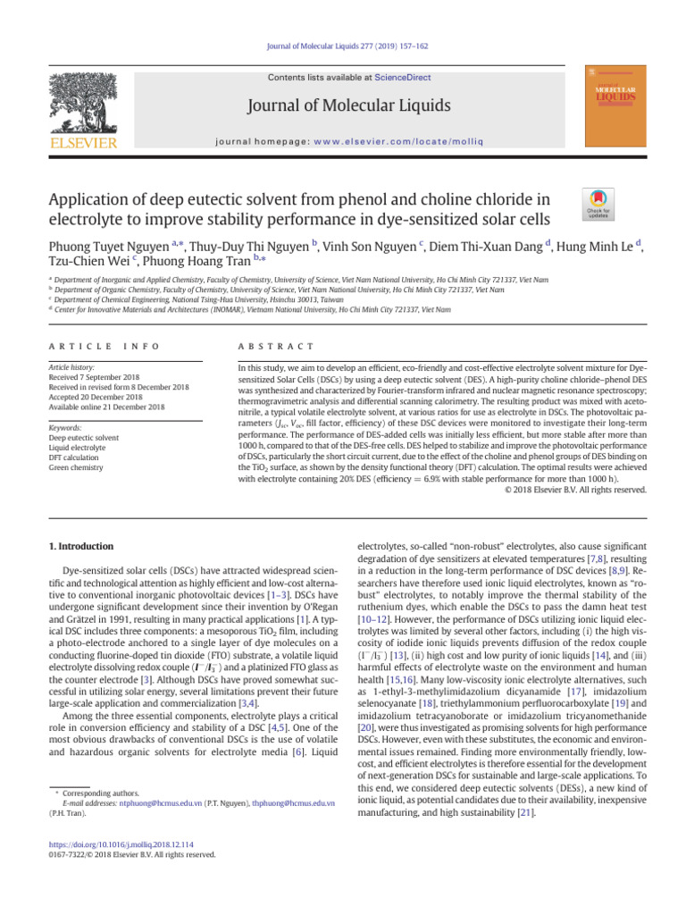 Application of Deep Eutectic Solvent From Phenol and Choline Chloride ...