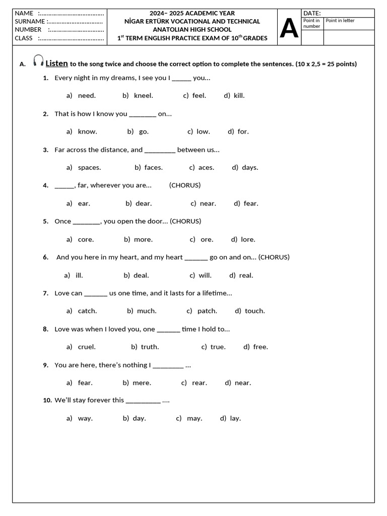 10th Grade English Practice Exam 2024 | PDF | Whales | Cetaceans