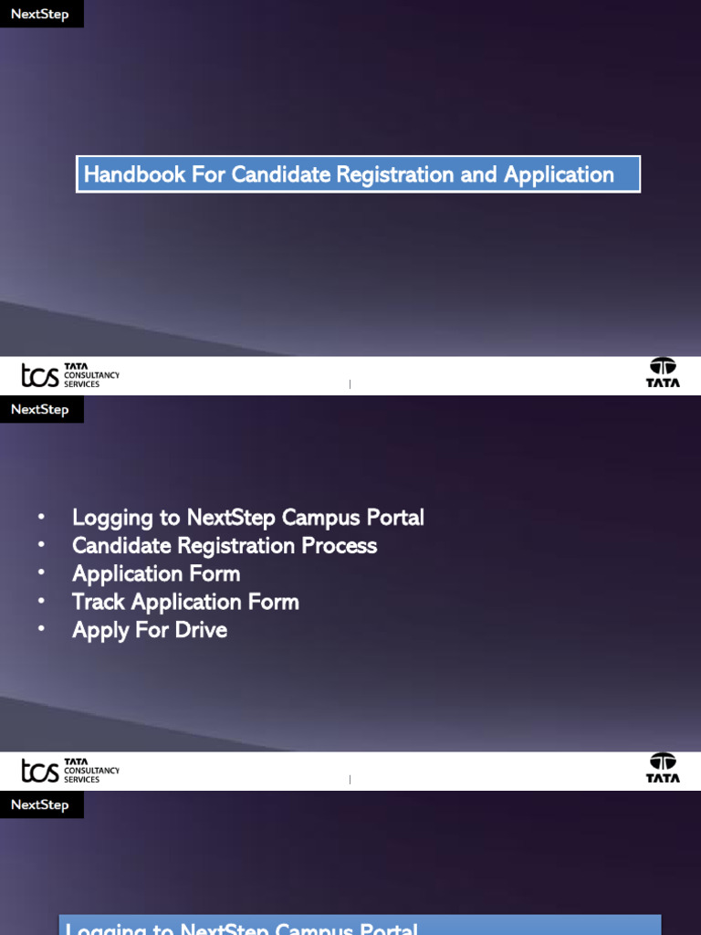 Candidate Registration and Application Process-NextStep-Campus Portal | PDF