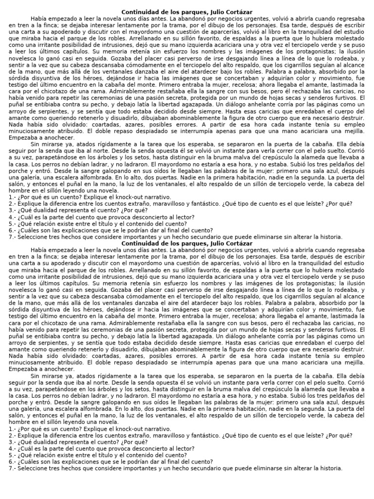 Análisis de "Continuidad de los parques" | PDF