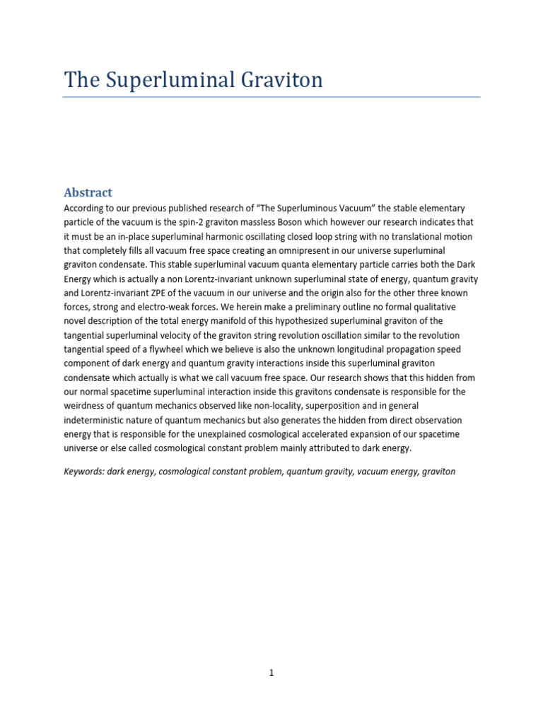 The Superluminal Graviton | PDF | Higgs Boson | Spin (Physics)