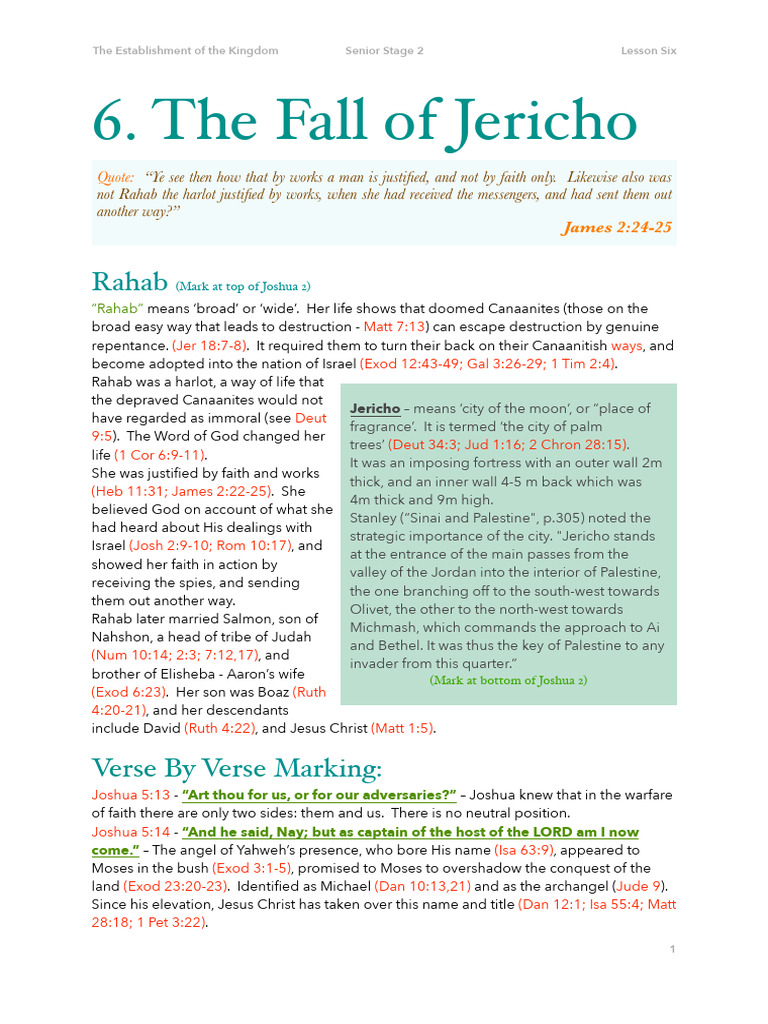 Rahab's Faith and Jericho's Fall | PDF | Joshua | Book Of Deuteronomy