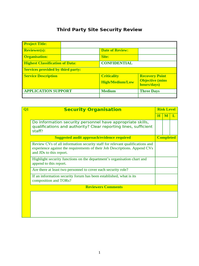 Third Party ISMS Audit Checklist | PDF | Information Security | Audit