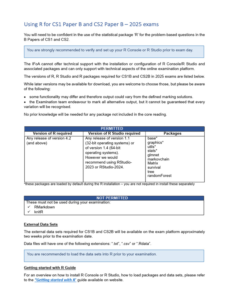 Using R For Cs1 Paper B and Cs2 Paper B | PDF | Computing