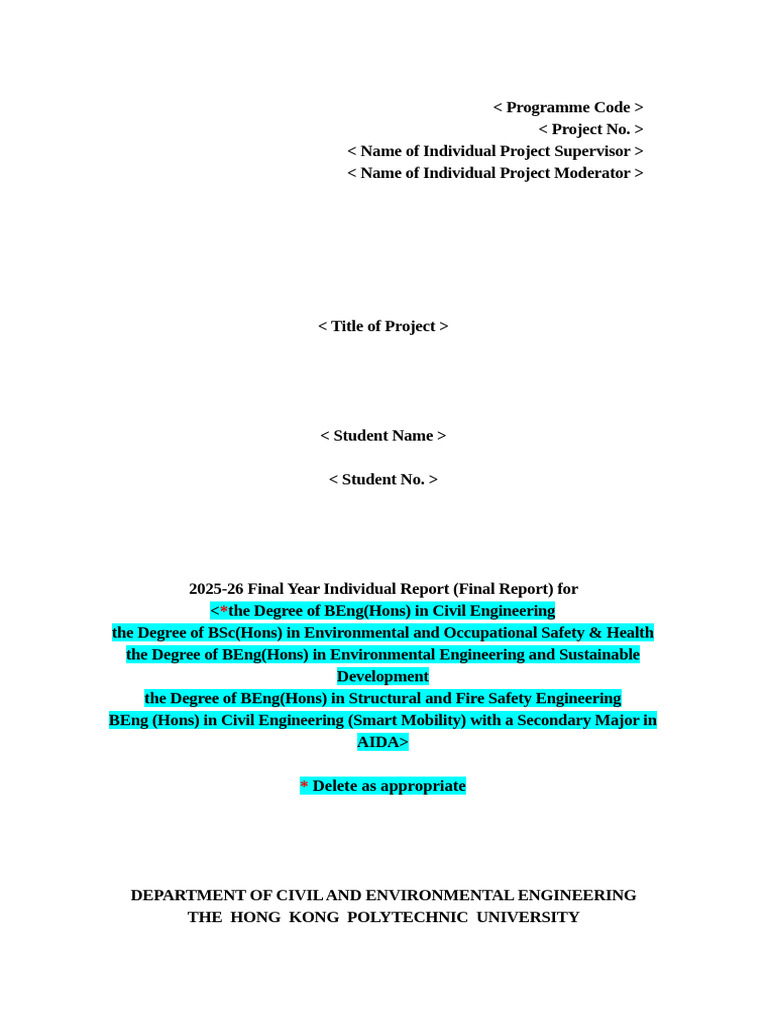 FYP - 2025-26 - Cover Page of Interim Report - Template | PDF | Computing