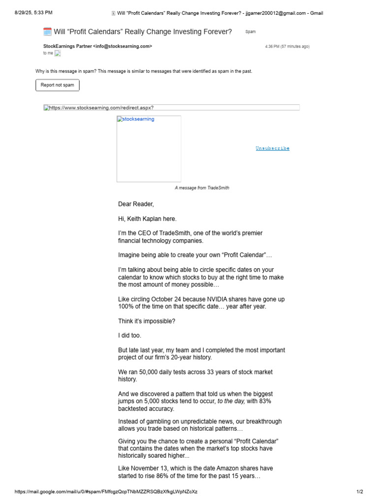 ? Will "Profit Calendars" Really Change Investing Forever - Jjgamer200012@gmail - Com - Gmail ...