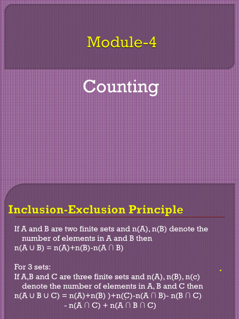 Lec27 DSGT Inclusion-Exclusion | PDF | Mathematics