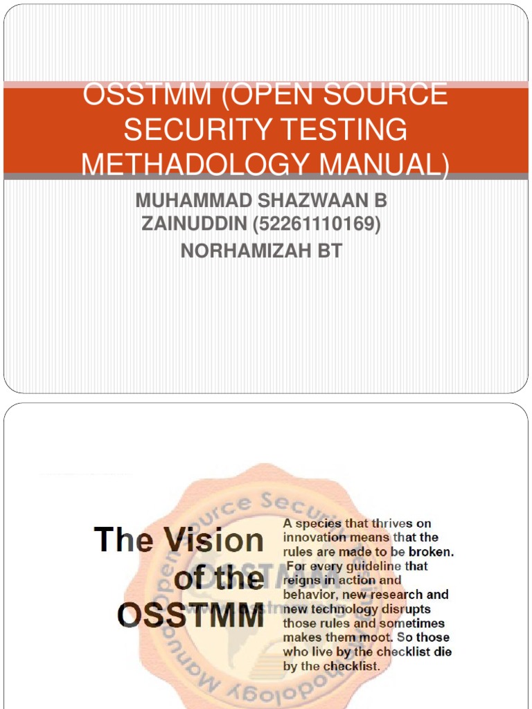 Osstmm Open Source Security Testing Methdology Pdf Regulatory
