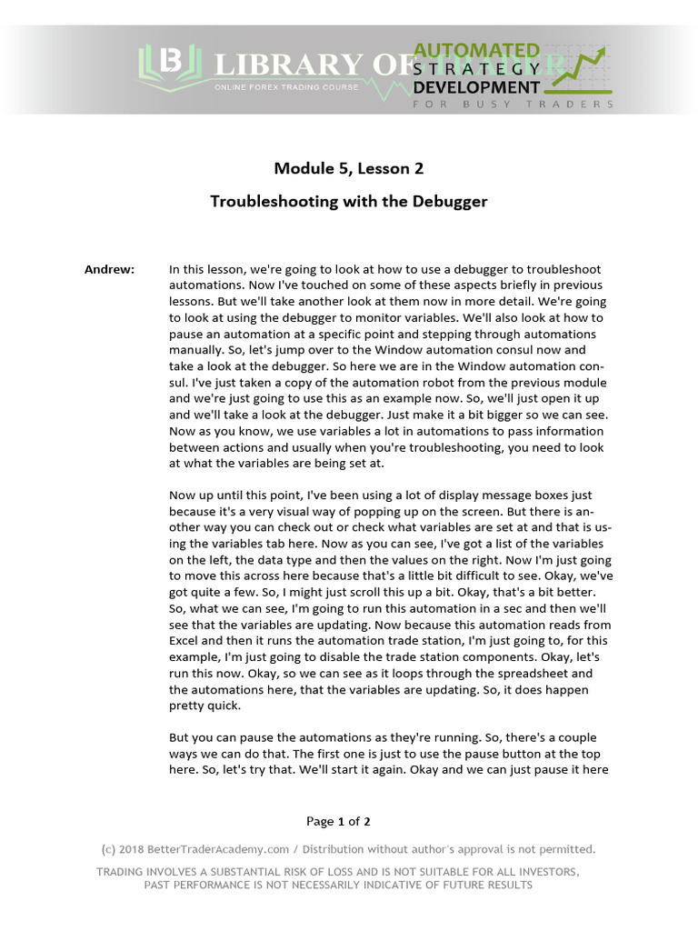 Automated Strategies Development - Lesson5.2 - Transcript | PDF | Automation | Software Engineering