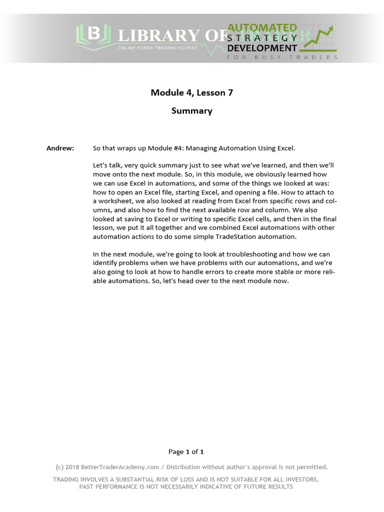 Automated Strategies Development - Lesson4.7 - Transcript | PDF