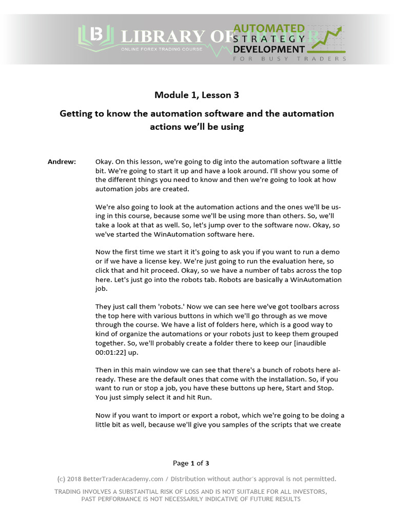 Automated Strategies Development - Lesson1.3 - Transcript | PDF | Computer Engineering ...