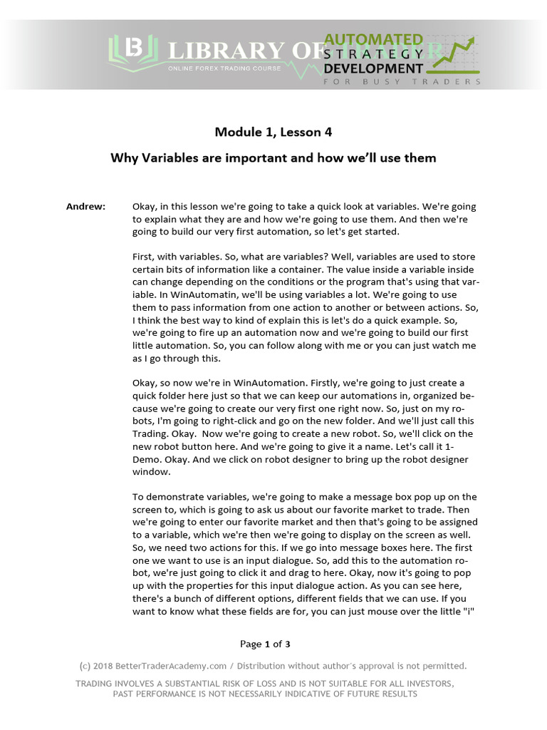 Automated Strategies Development - Lesson1.4 - Transcript | PDF ...