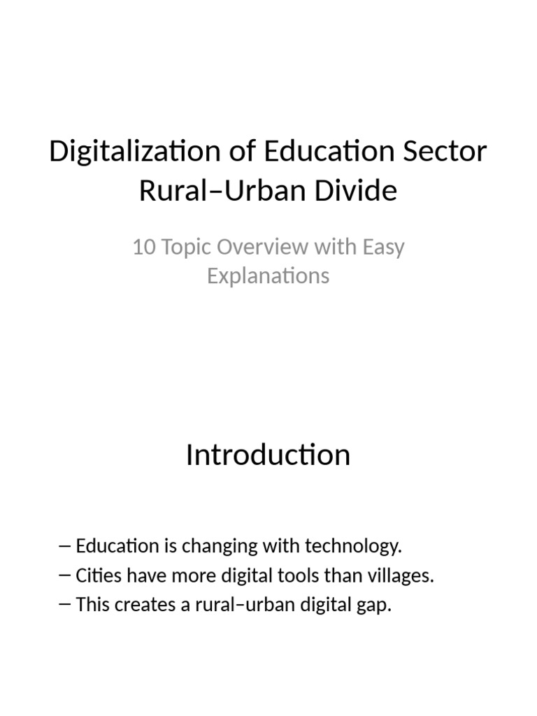 Digitalization Education Rural Urban 10Topics | PDF