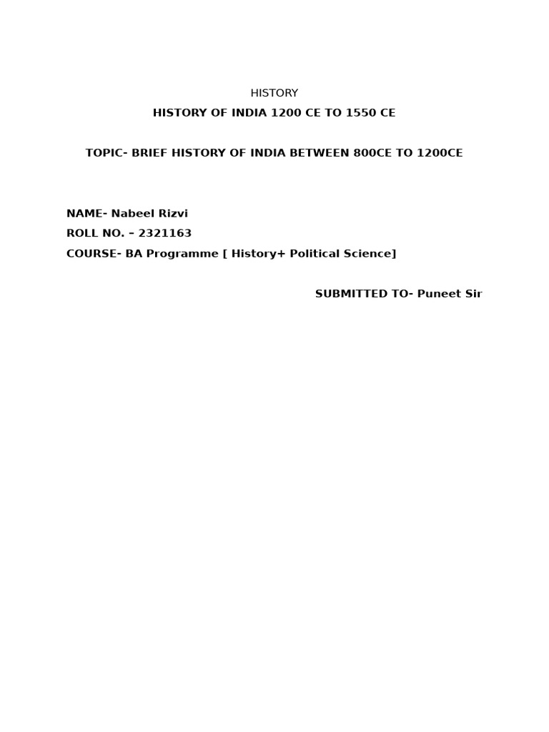 India’s Early Medieval History (800-1200 CE) | PDF | Asia