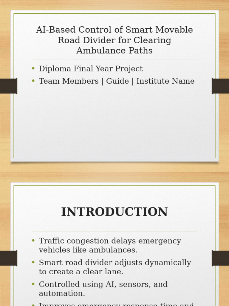 AI Smart Road Divider for Ambulance Access | PDF