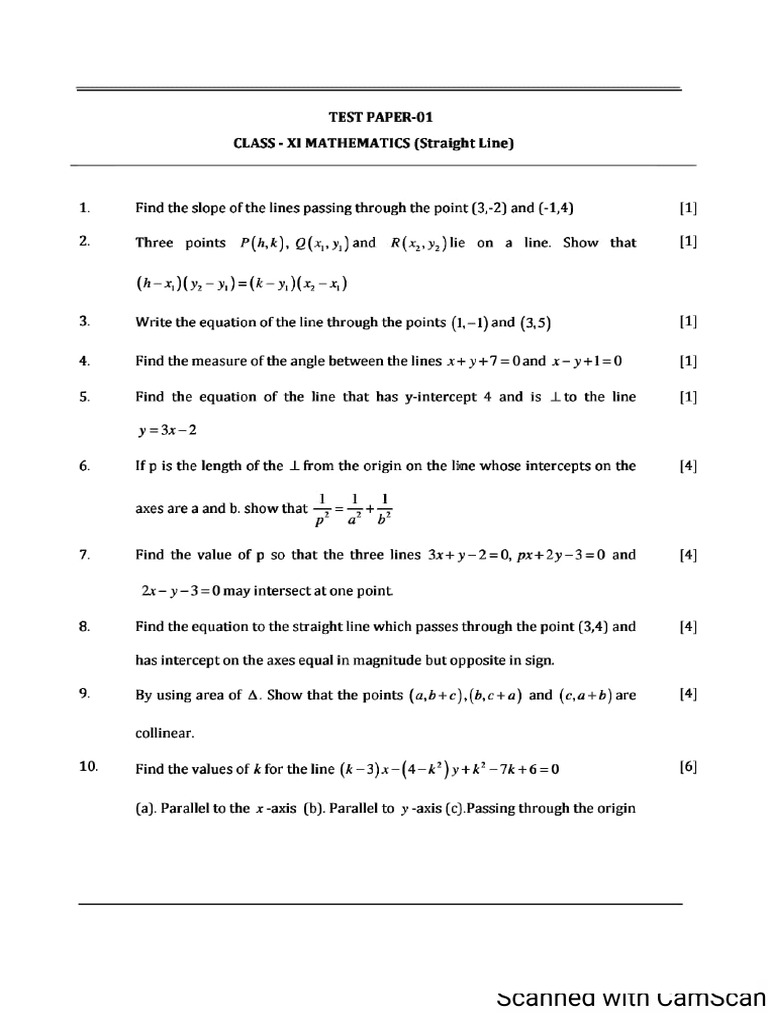 XI Maths Chapterwise Topicwise Worksheets 207 | PDF