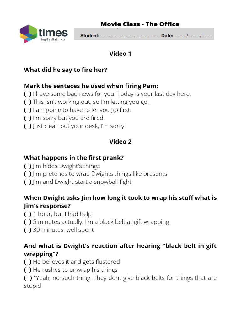 The Office: Firing Pam & Jim's Prank | PDF