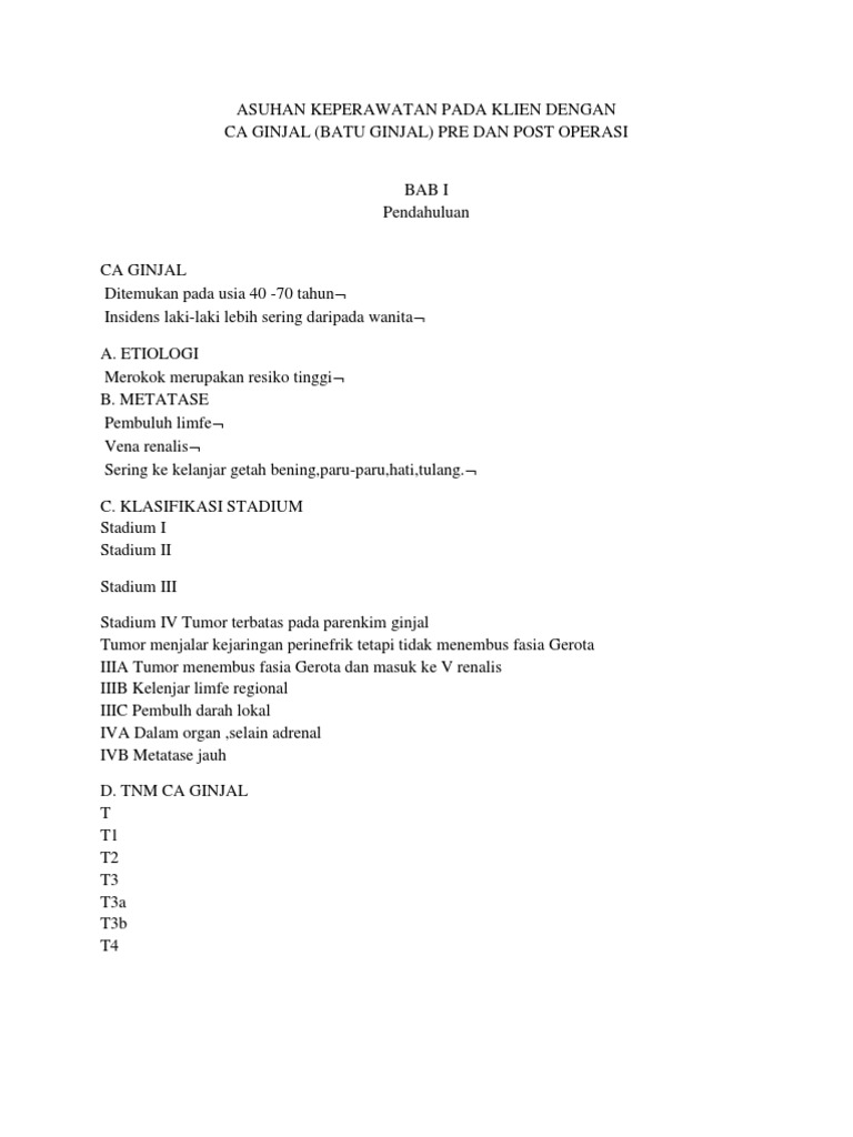 Asuhan Keperawatan Pada Klien Dengan CA Ginjal | PDF